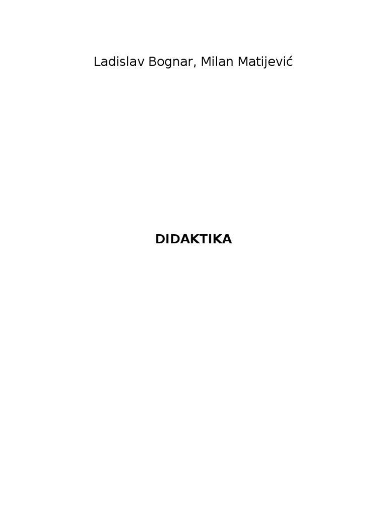 Bognar - Matijevi - DIDAKTIKA | PDF