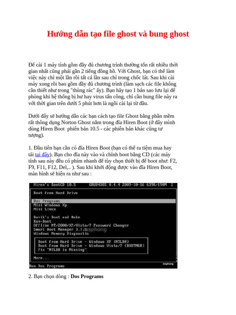 Huong Dan Tao File Ghost Va Bung Ghost 0923 | PDF