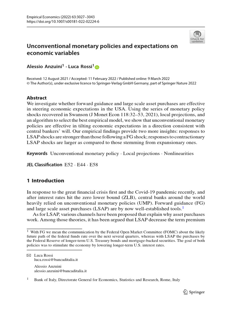 Unconventional Monetary Policies Impact Pdf Monetary Policy