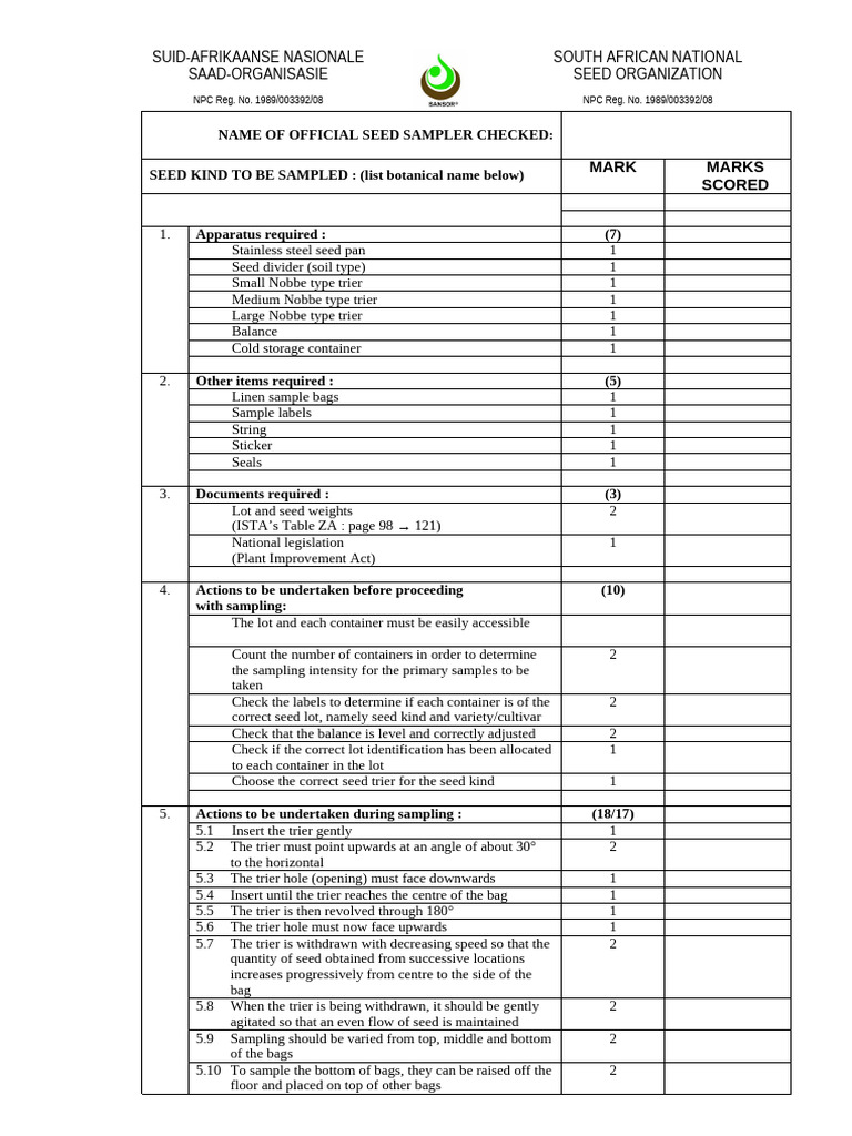 Sampling Checklist - Authorization | PDF