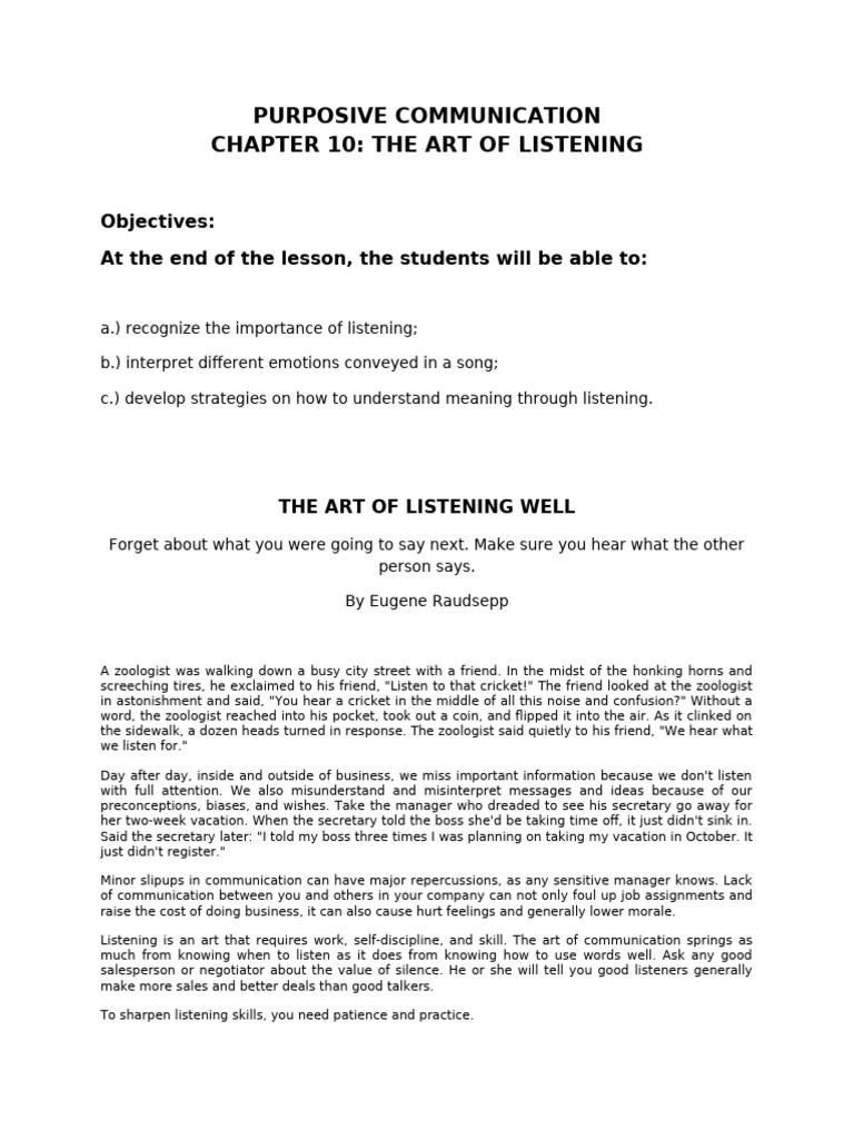 Mastering the Art of Listening | PDF | Butterfly | Nonverbal Communication