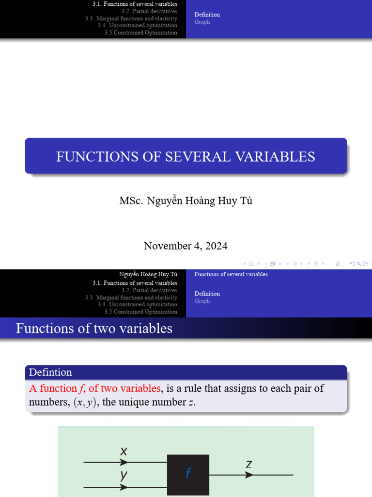 (Slides) Chapter 3. Function of Several Variables | PDF | Elasticity (Economics) | Demand