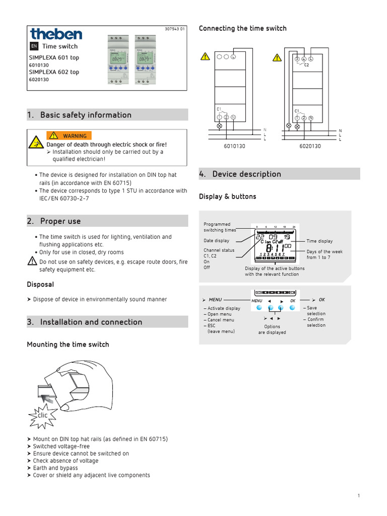 SIMPLEXA 602 Top Operating Instructions | PDF | Switch | Fluorescent Lamp