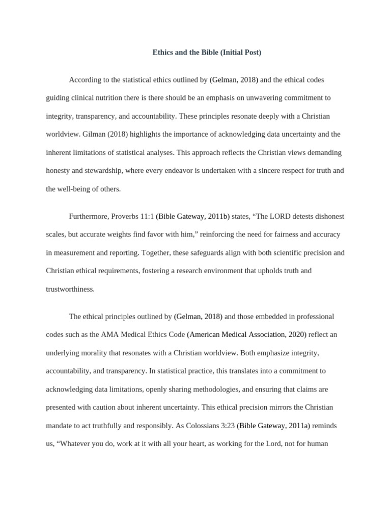 Biblical Ethics in Clinical Nutrition | PDF | Medical Ethics | Integrity