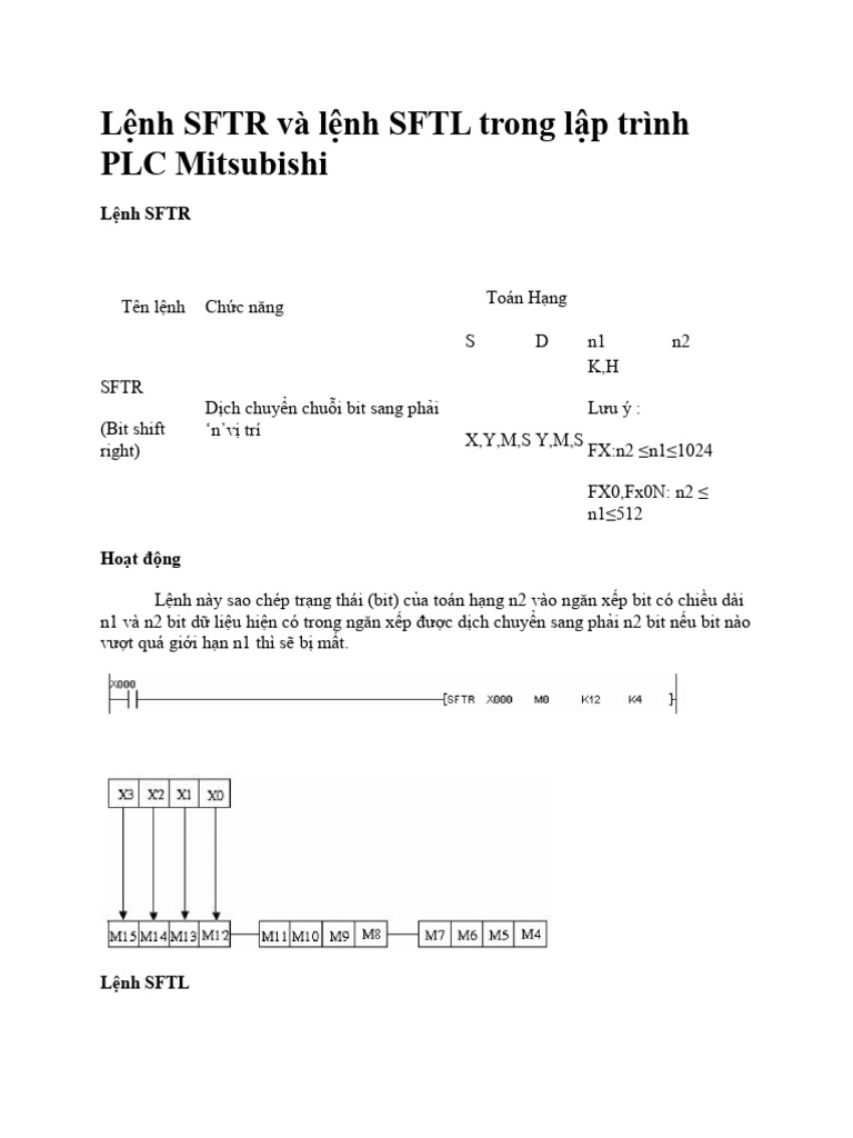 Lệnh SFTR Và Lệnh SFTL Trong Lập Trình PLC Mitsubishi | PDF