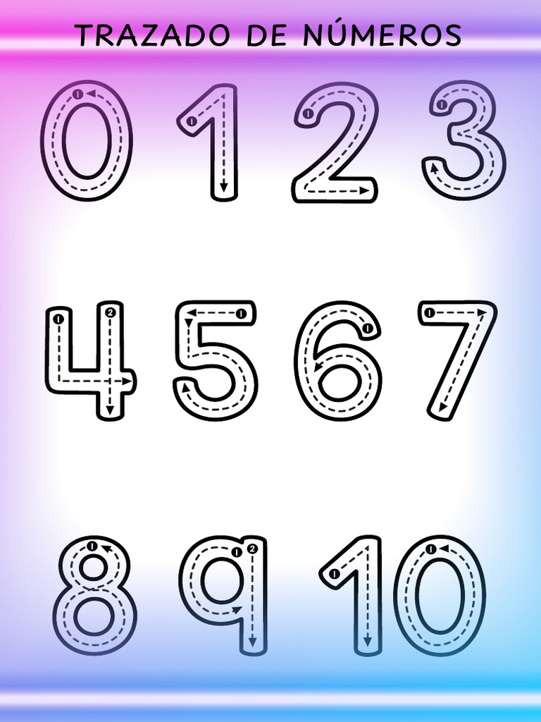 Trazado de números Hoja de Trabajo En Color Pastel | PDF
