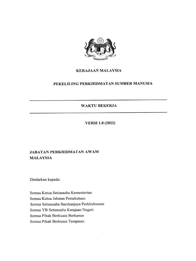 Pekeliling Perkhidmatan Kebenaran Keluar Pejabat 4 Jam | PDF