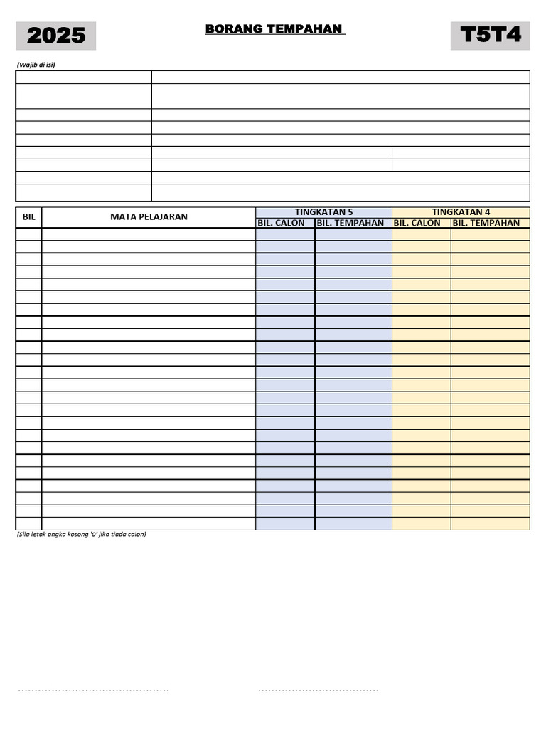 Borang Tempahan T5T4 2025 | PDF