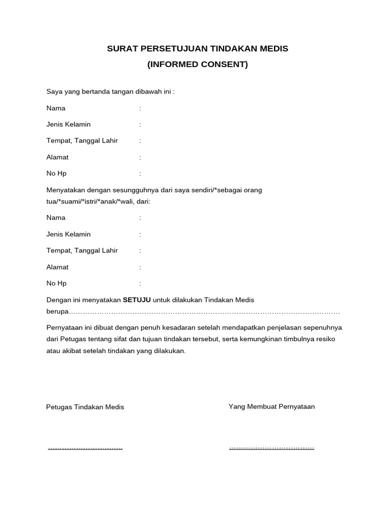 Surat Persetujuan Tindakan Medis | PDF