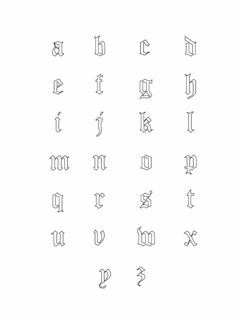 Free Printable Gothic Calligraphy Lowercase Letters Set | PDF