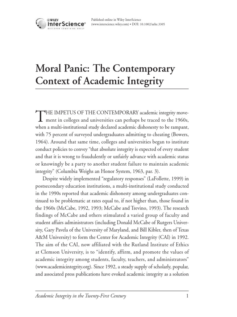 Academic Integrity | PDF | Academic Dishonesty | Academic Integrity