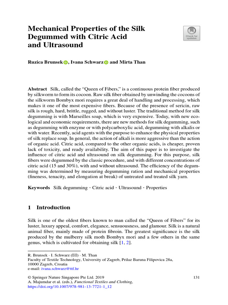 Silk Degumming with Citric Acid & Ultrasound | PDF | Silk | Textiles