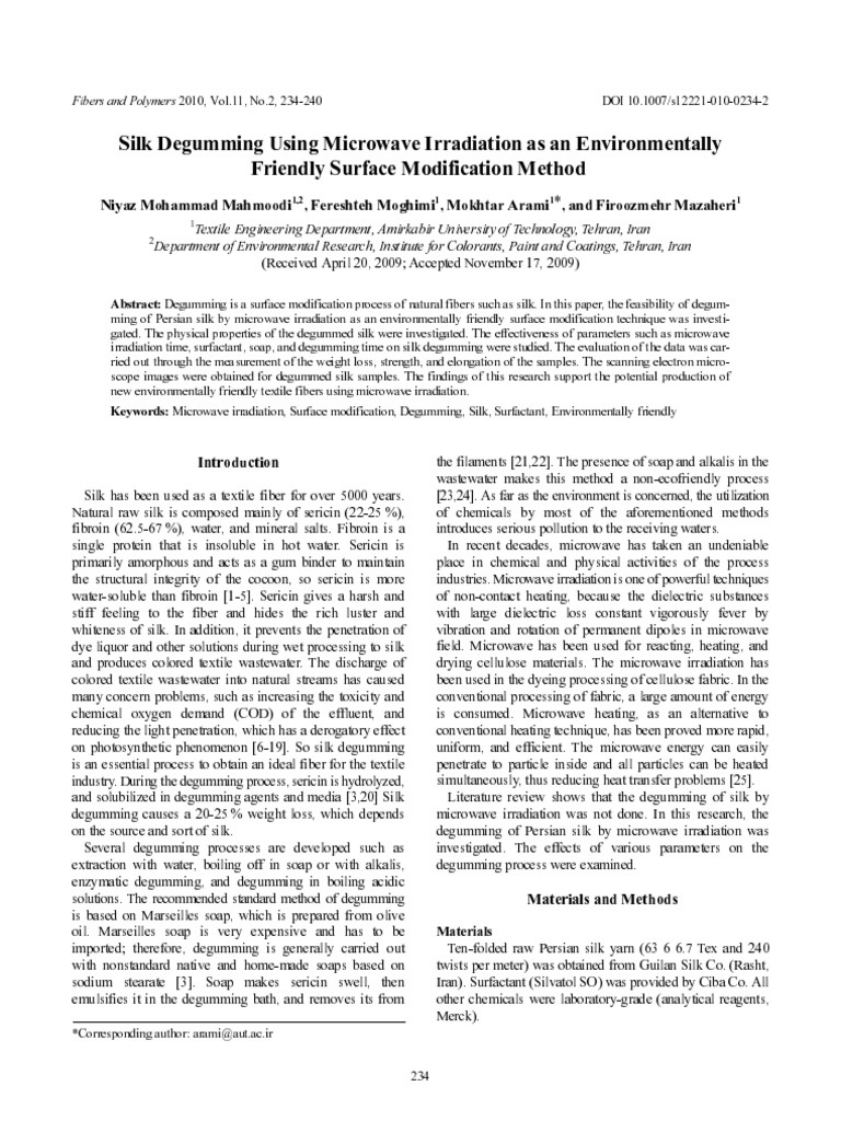 Microwave Silk Degumming Process | PDF | Textiles | Silk