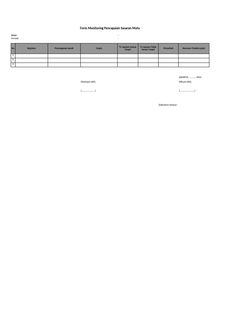 1.4.1 Form Monitoring Pencapaian Sasaran Mutu | PDF