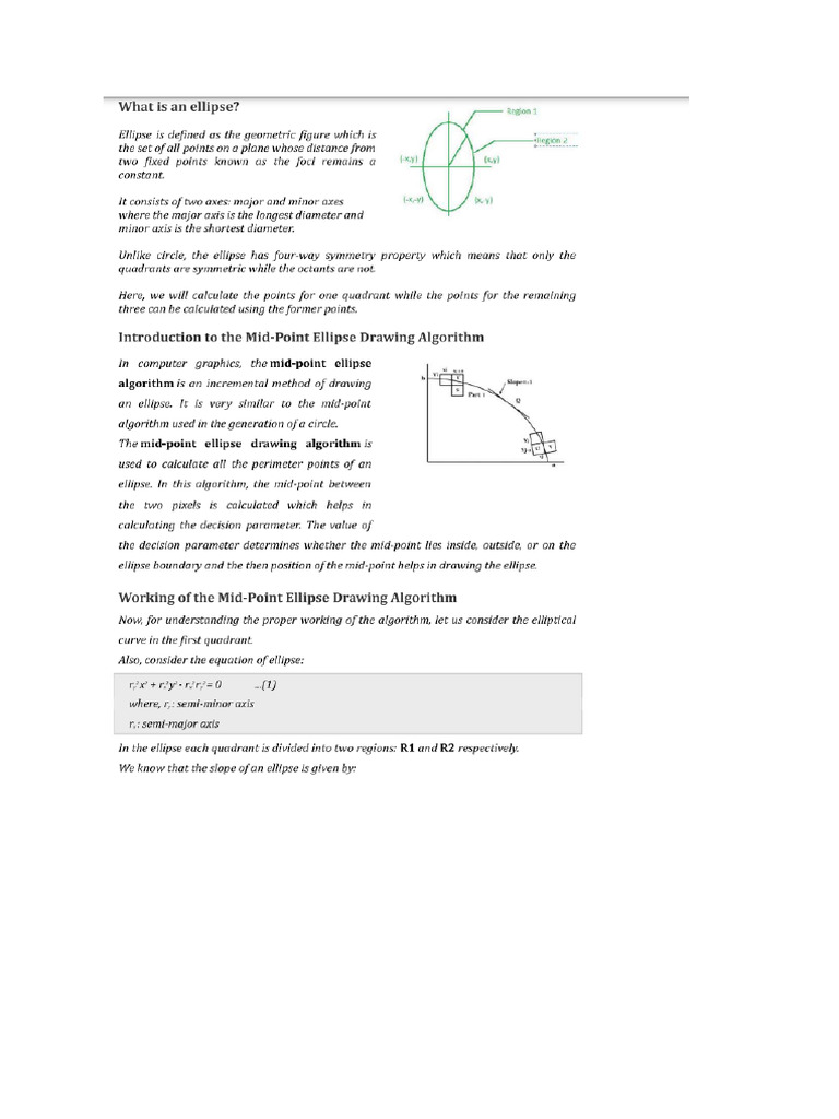 Mid Point Ellipse Drawing Algorithm | PDF