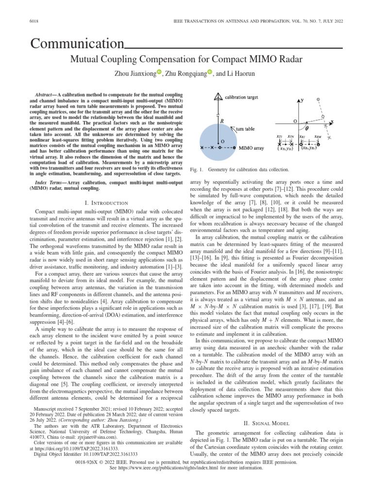 Mutual_Coupling_Compensation_for_Compact_MIMO_Radar | PDF | Mimo ...