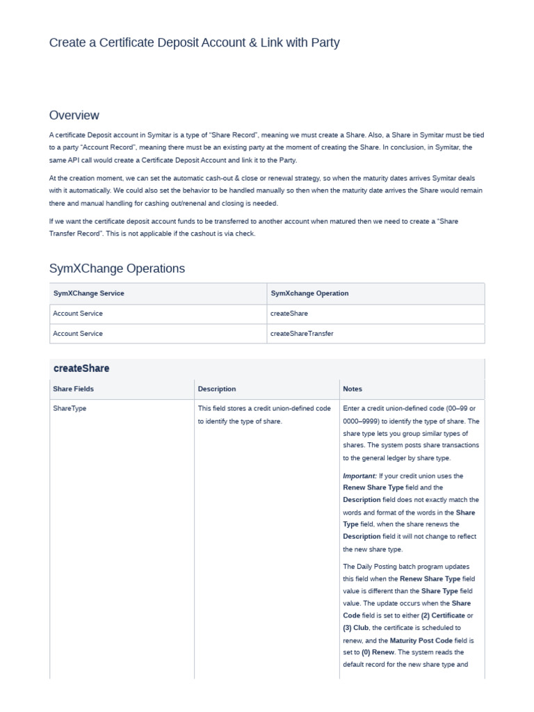 Create A Certificate Deposit Account & Link With Party | PDF | Dividend ...
