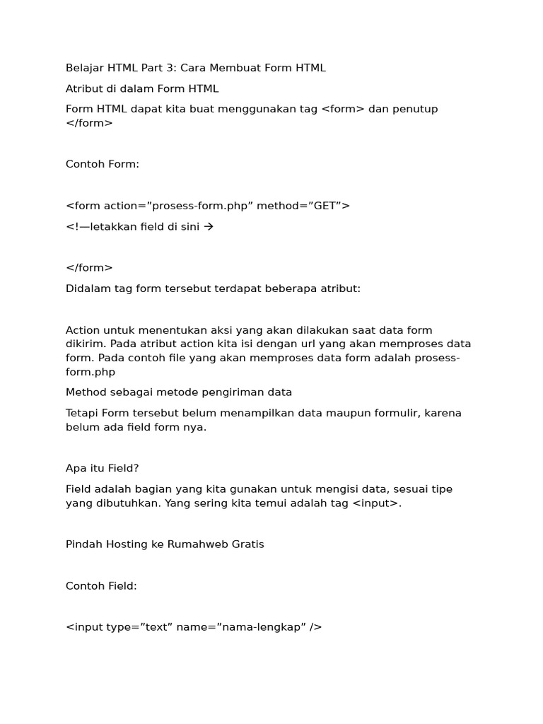 Cara Membuat Form HTML1 | PDF