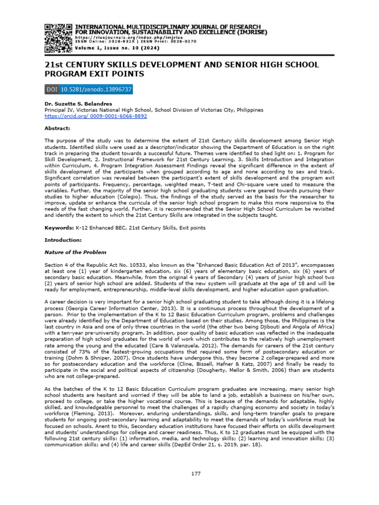 21st Century Skills in Senior High School | PDF | Curriculum | Statistics