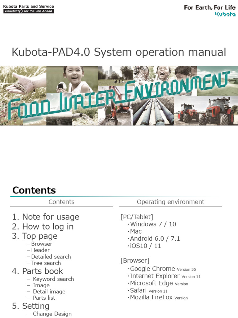 Kubota PAD 4.0 User Guide | PDF | Safari (Web Browser) | Software
