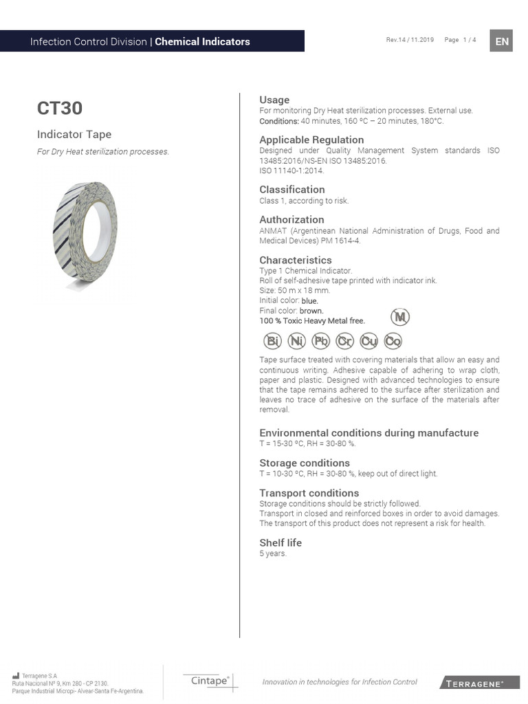 Product Description - CT30 Rev.14 | PDF | Esterilización (Microbiología)