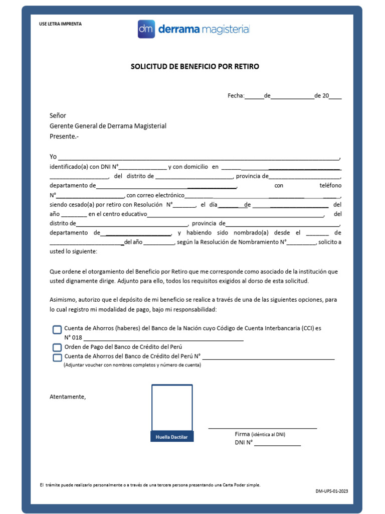DM Solicitud de Beneficio Por Retiro 2023 2024 2 | PDF | Autenticación | Bancario