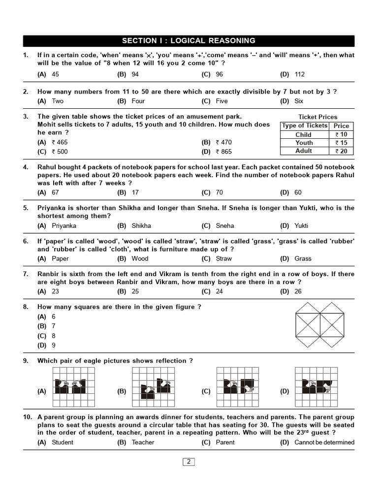 Class 7 Imo 4 Years Sample Paper | PDF | Area | Length
