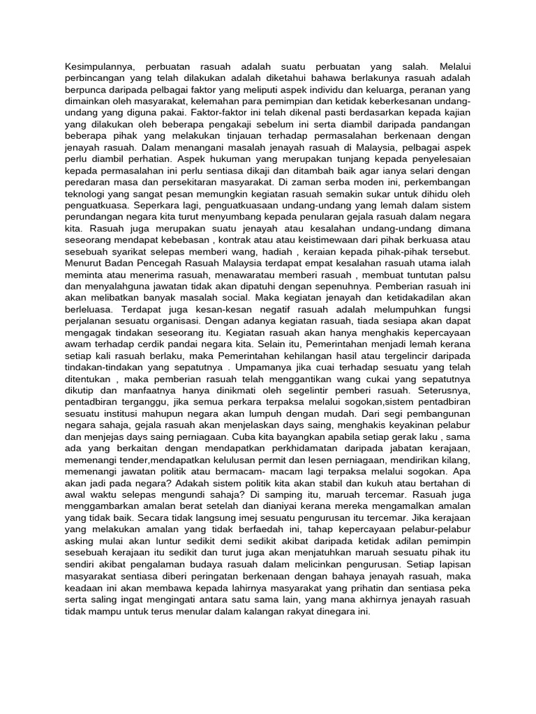 Kesimpulan Individu Rasuah (Lohes) | PDF