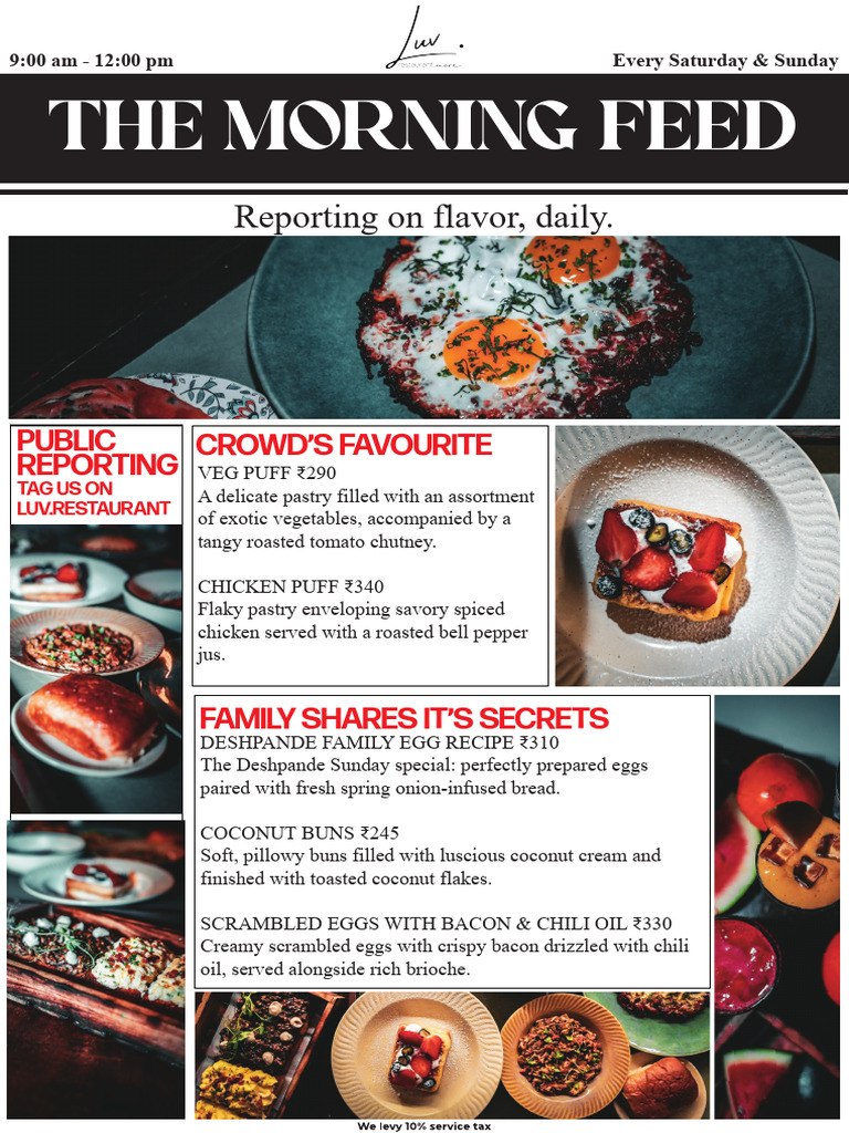 Breakfast Menu Newspaper | PDF | Sausage | Western Cuisine