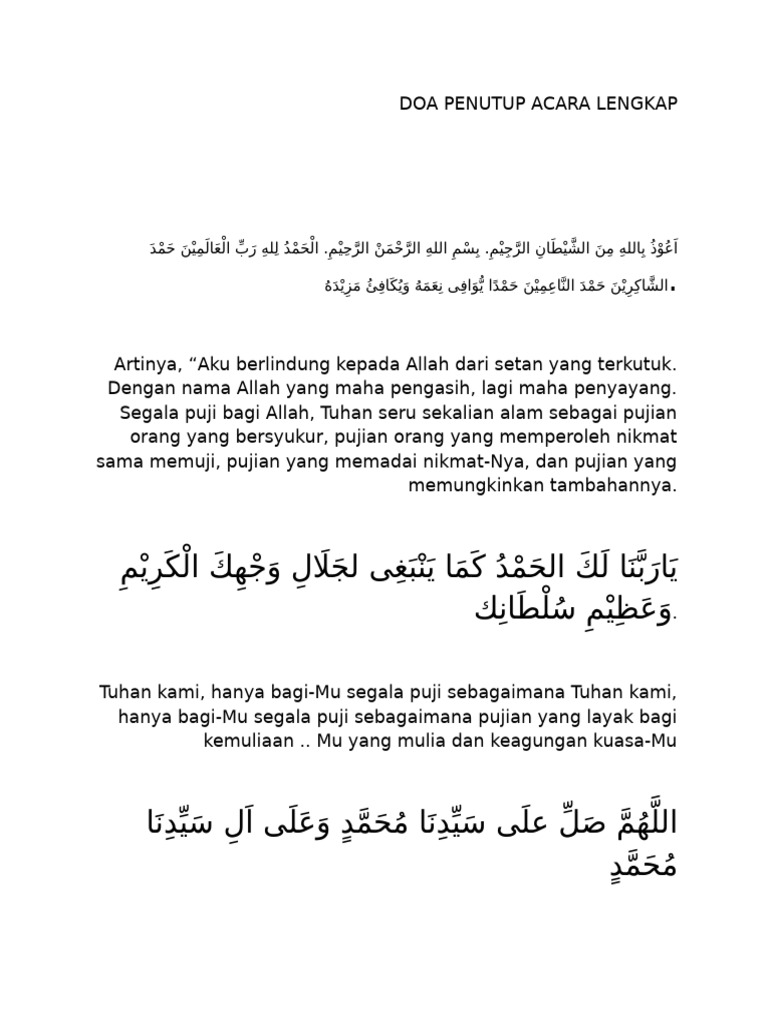 Doa Penutup Acara Lengkap | PDF