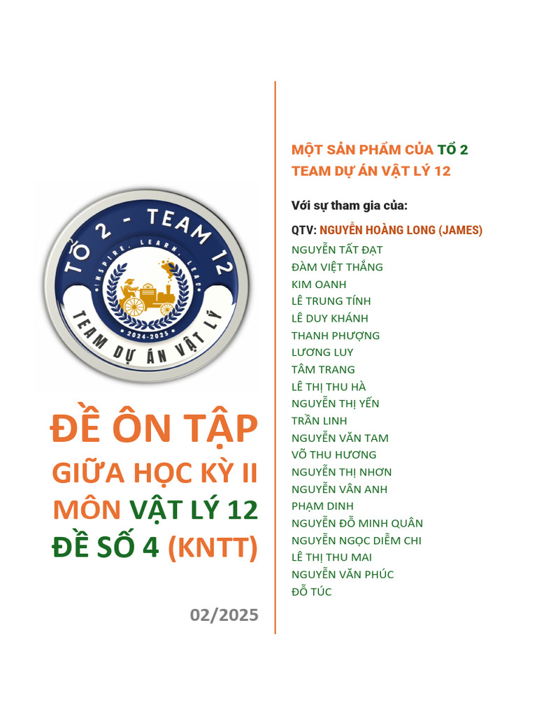 04. Tổ 2 - Đề 4 - Đề ôn GHK2 - VL12 (KNTT) - GV | PDF