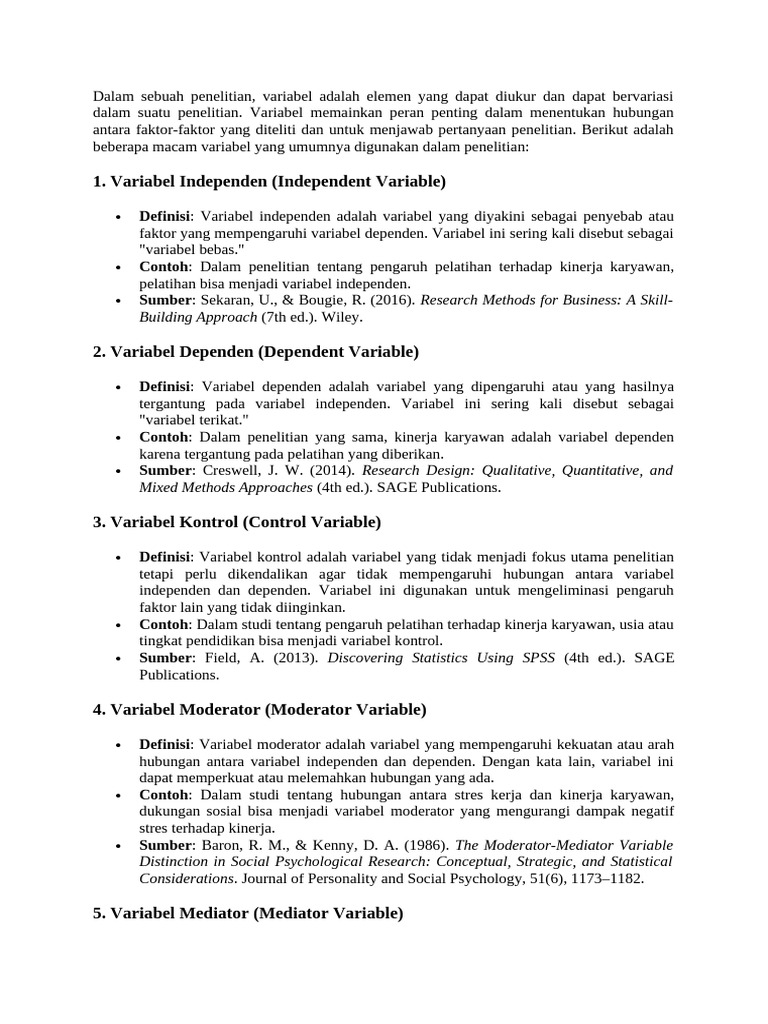 Penjelasan Terkait Variabel dalam Penelitian | PDF