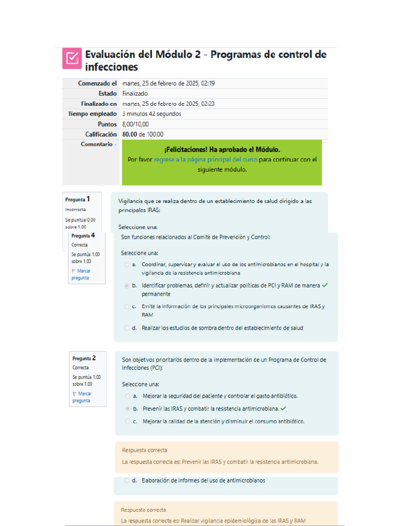 Evaluación Del Módulo 2 - Programas de Control de Infecciones | PDF