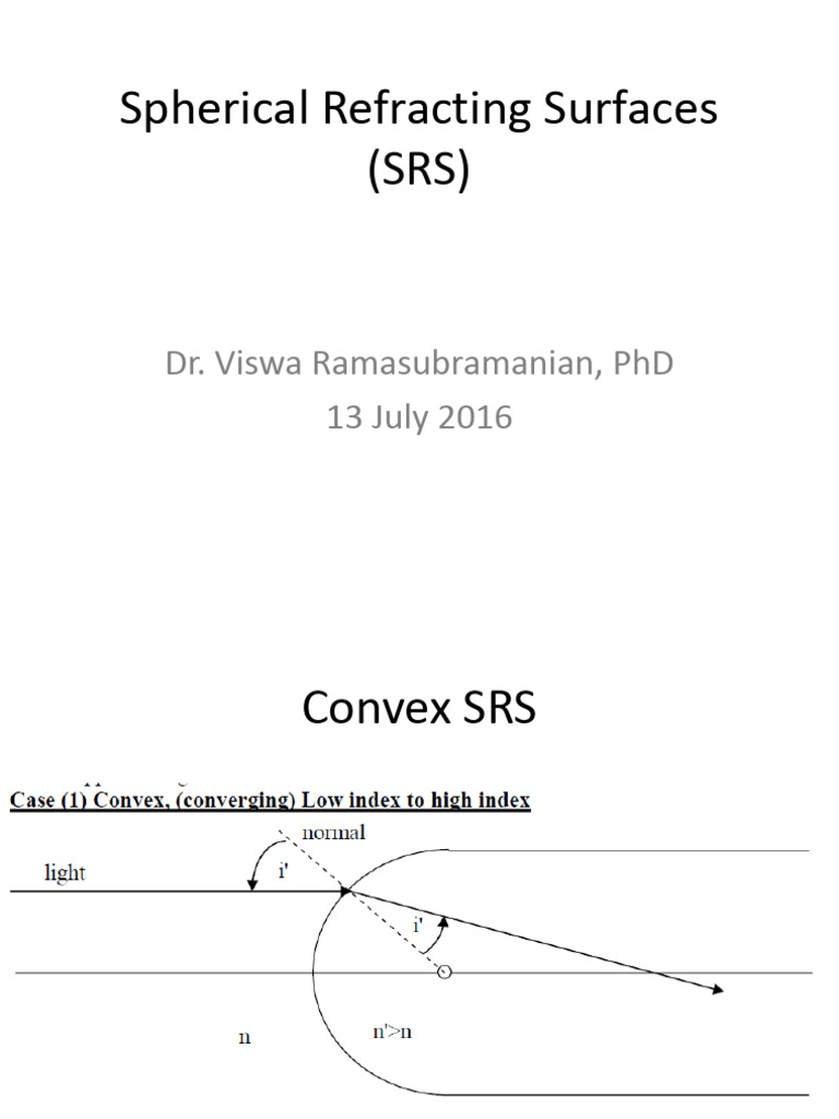 Spherical Refracting Surfaces (SRS) - 13jul2016 2 | PDF