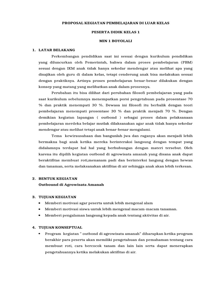 Proposal Outing Class 2024 Amanah | PDF