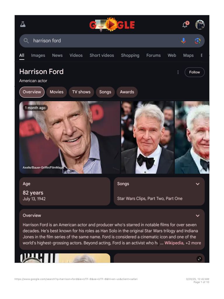Harrison Ford: Iconic Actor Biography | PDF