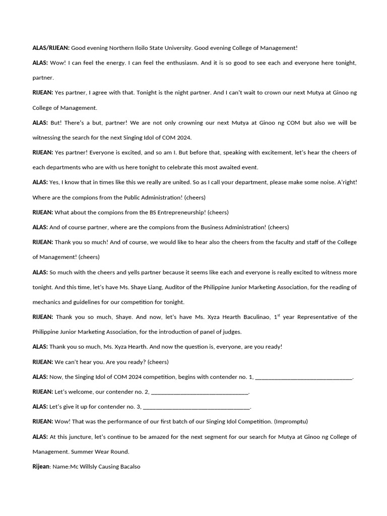 HOST SCRIPT | PDF | Foods