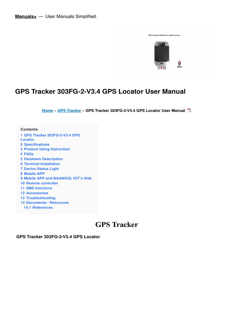 GPS Tracker 303FG-2 V3.4 Manual | PDF | Mobile App | Global Positioning ...