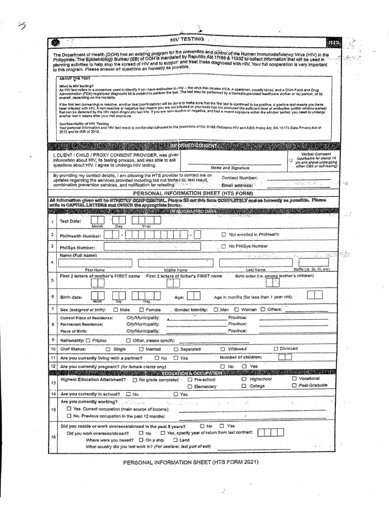 HIV Form | PDF