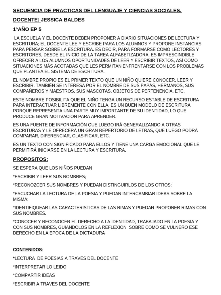 Prácticas de Lectura y Escritura en 1° EP | PDF | Escritura ...