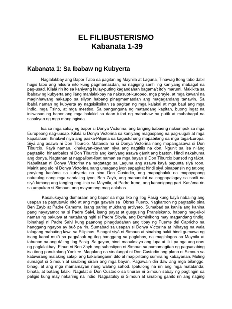 El Filibusterismo (Kabanata 1-39) | PDF