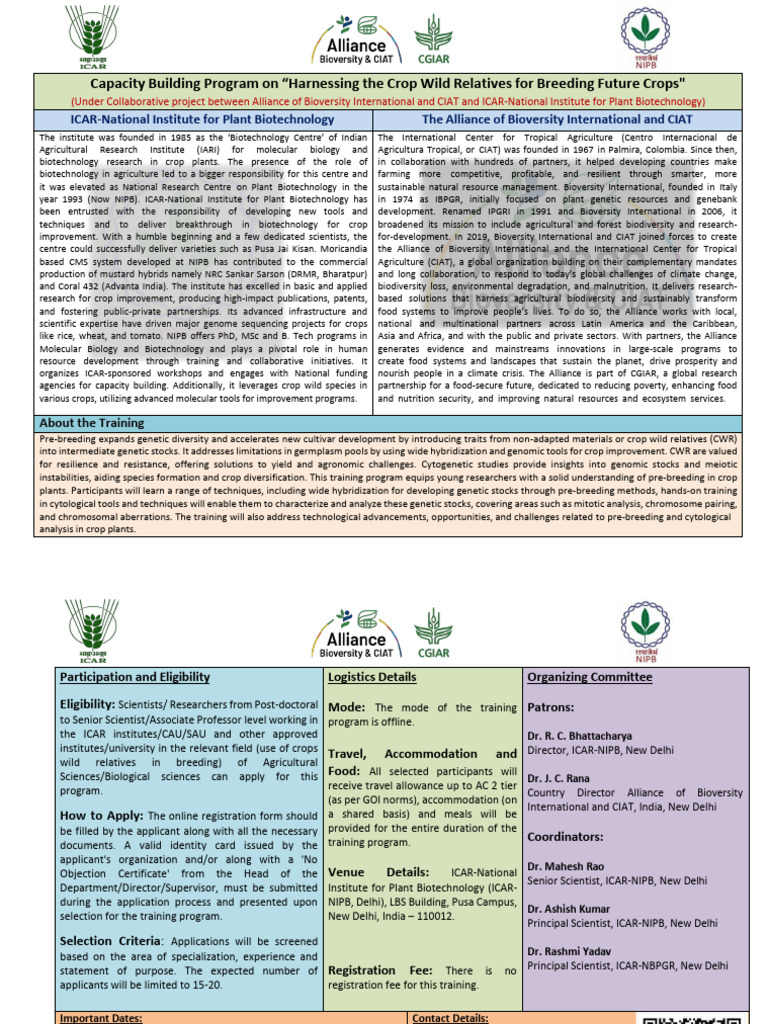 NIPB Training on Crop Wild Relatives | PDF | Biotechnology | Biodiversity
