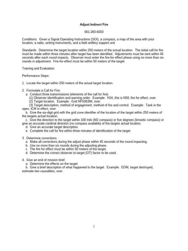 Call for Fire Procedures and Adjustments | PDF | Compass | Field Artillery