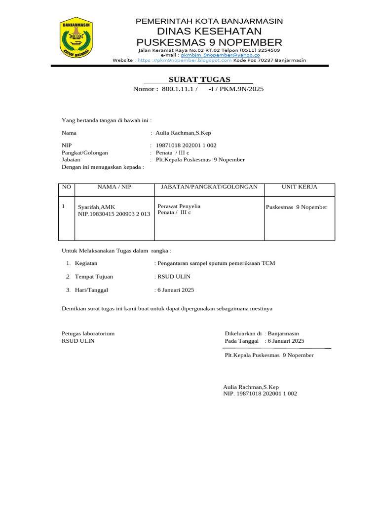 Surat Tugas TCM 2025 | PDF