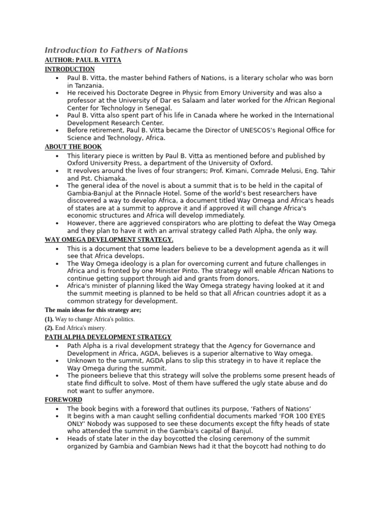 Summary of Fathers of Nations Notes | PDF | Zimbabwe