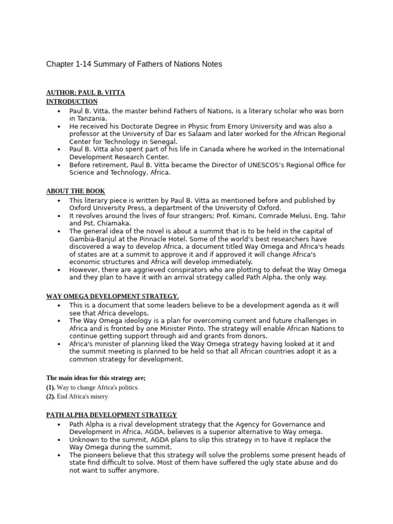 Summary of Fathers of Nations (Ch. 1-14) | PDF | Zimbabwe | Libya