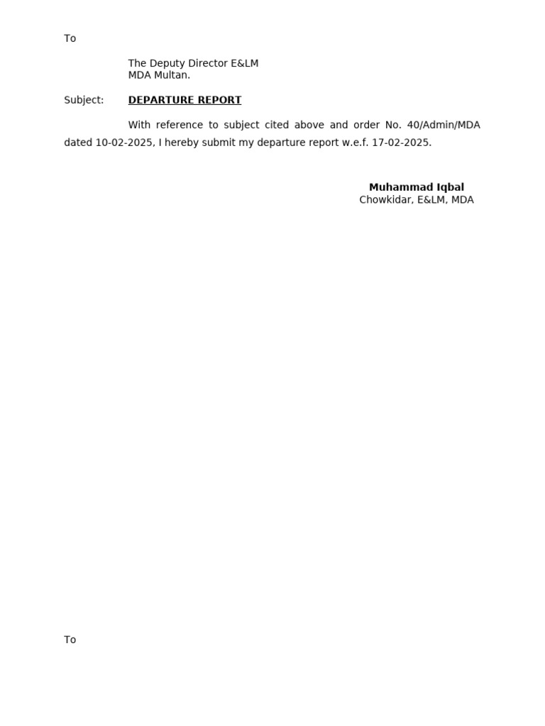 Departure Report | PDF