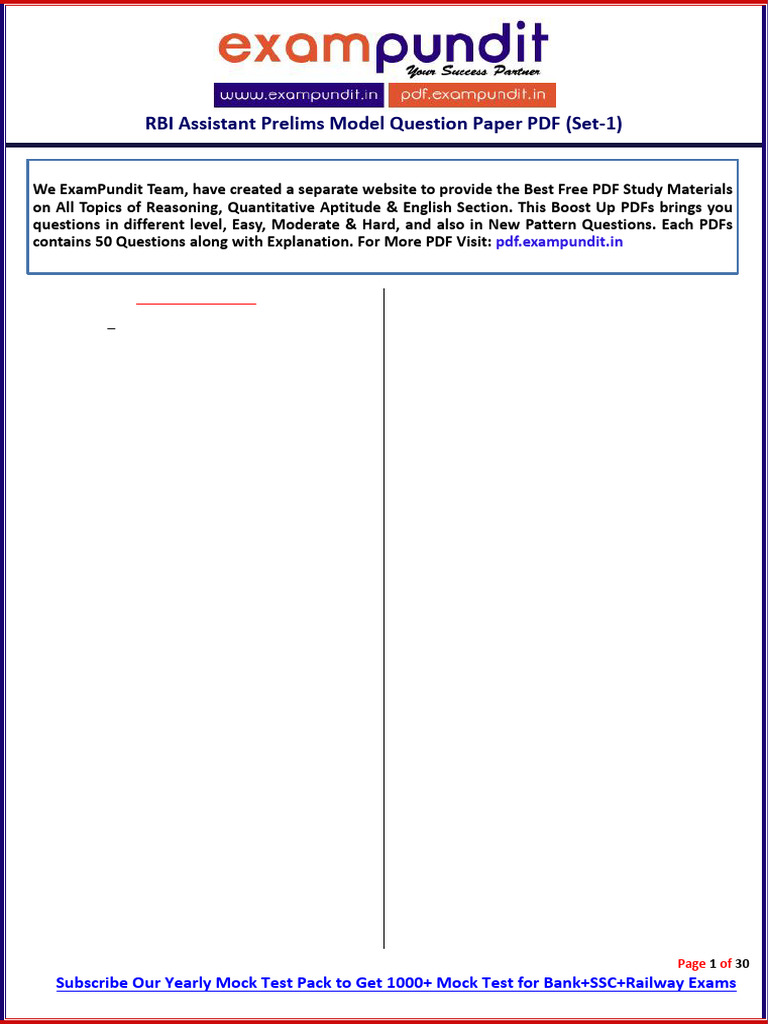 Rbi Assistant Prelims Model Question Paper PDF | PDF | Planets | Asteroid