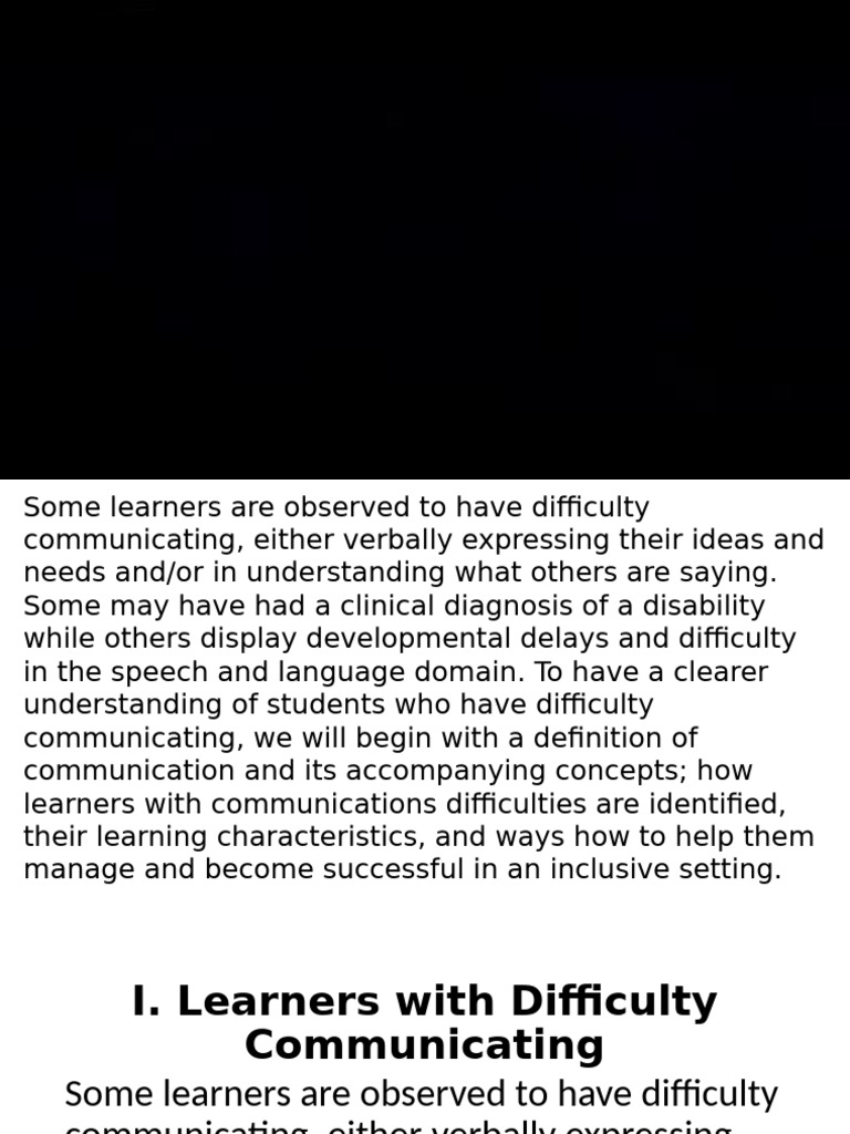 Learners With Difficulty Communicating | PDF | Learning Disability ...