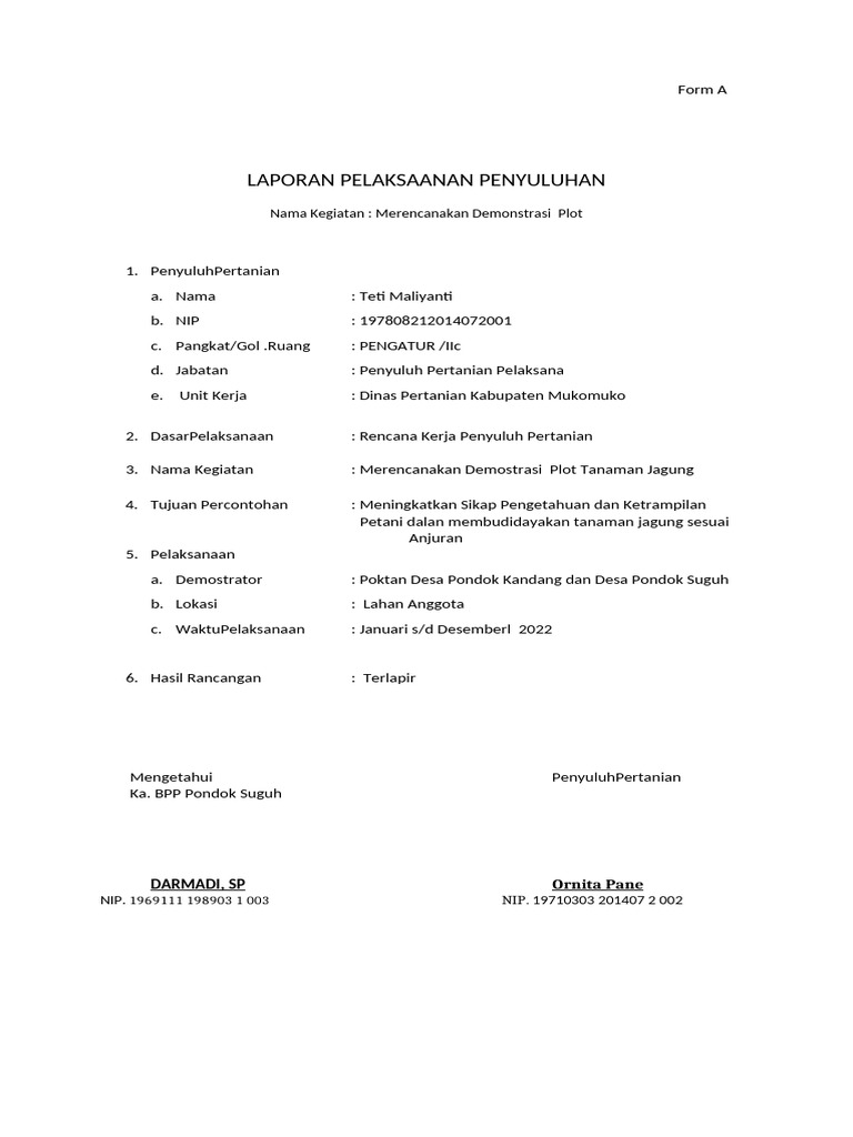 Rencana Demplot Tanaman Jagung | PDF